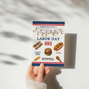 Labor Day BBQ Party Invitation, Editable Labor Day Barbecue Celebration ...