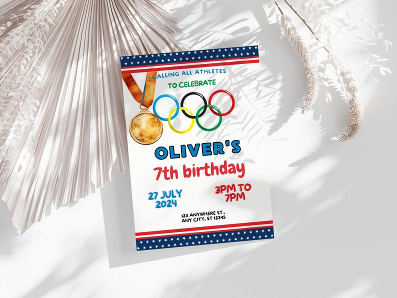 Olympic Games Birthday Invitation, Editable Olympic Party Invite ...