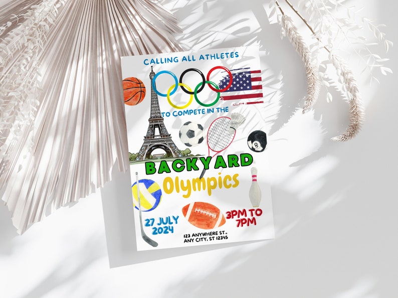 Olympic Backyard Games Invitation, Editable Olympic Party Invite ...