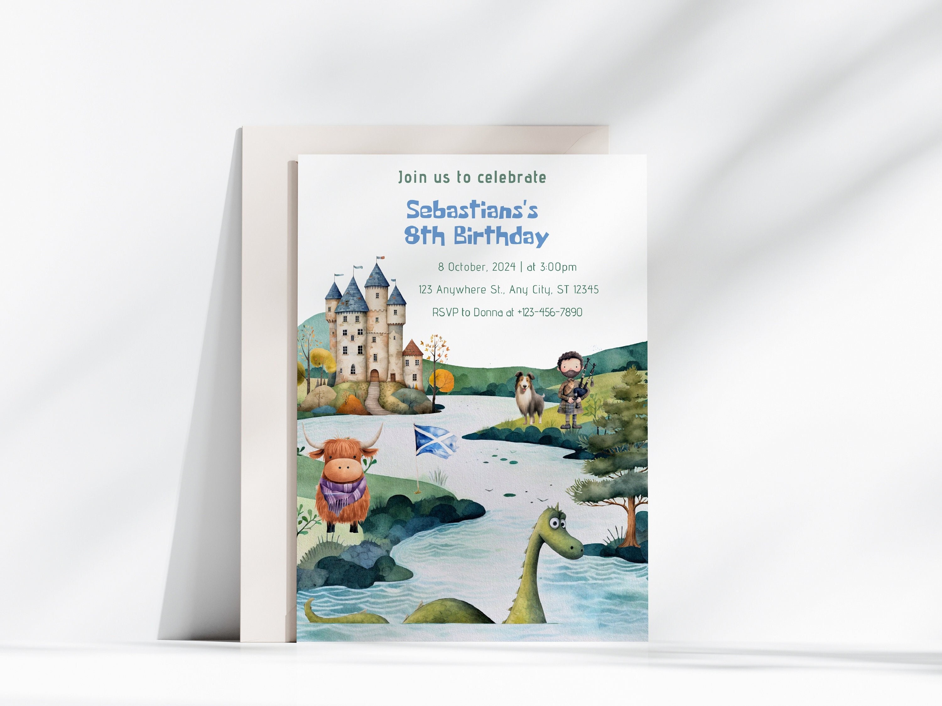 Scottish Highlands Birthday Party Invitation, Kids Party Template ...