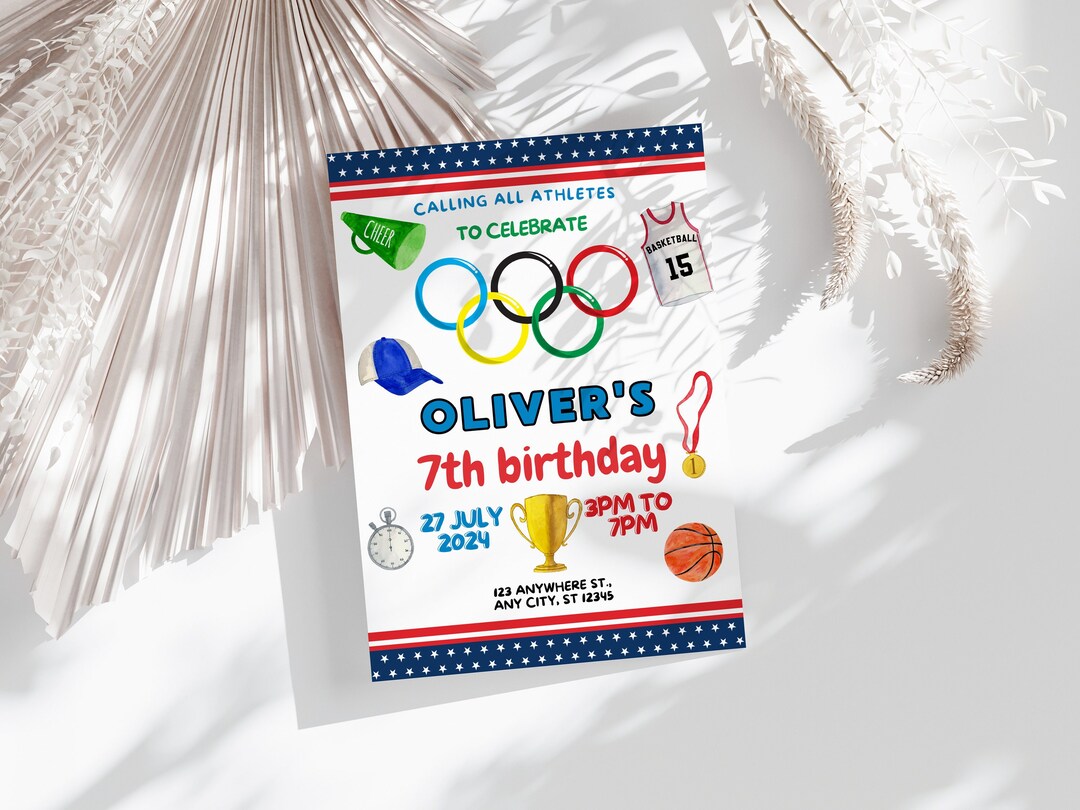 Olympic Games Birthday Invitation, Editable Olympic Party Invite ...