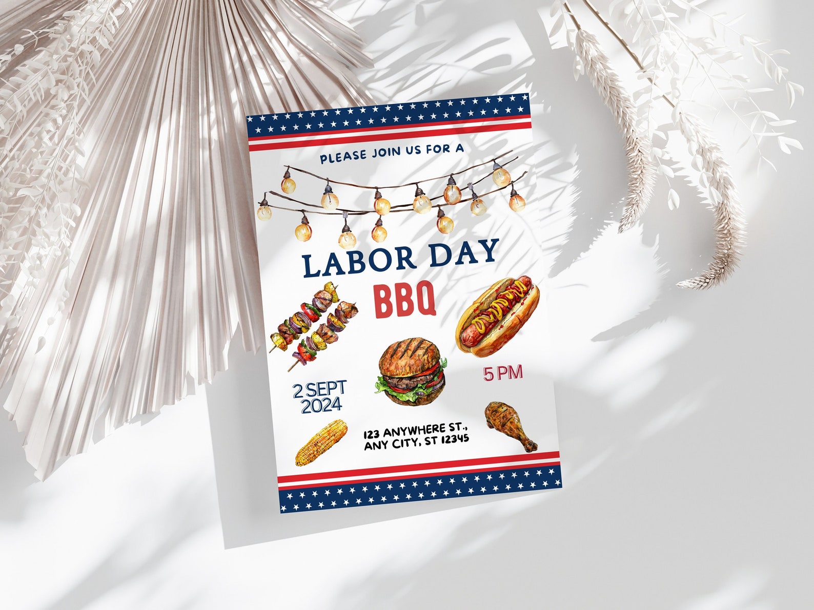 Labor Day BBQ Party Invitation, Editable Labor Day Barbecue Celebration ...
