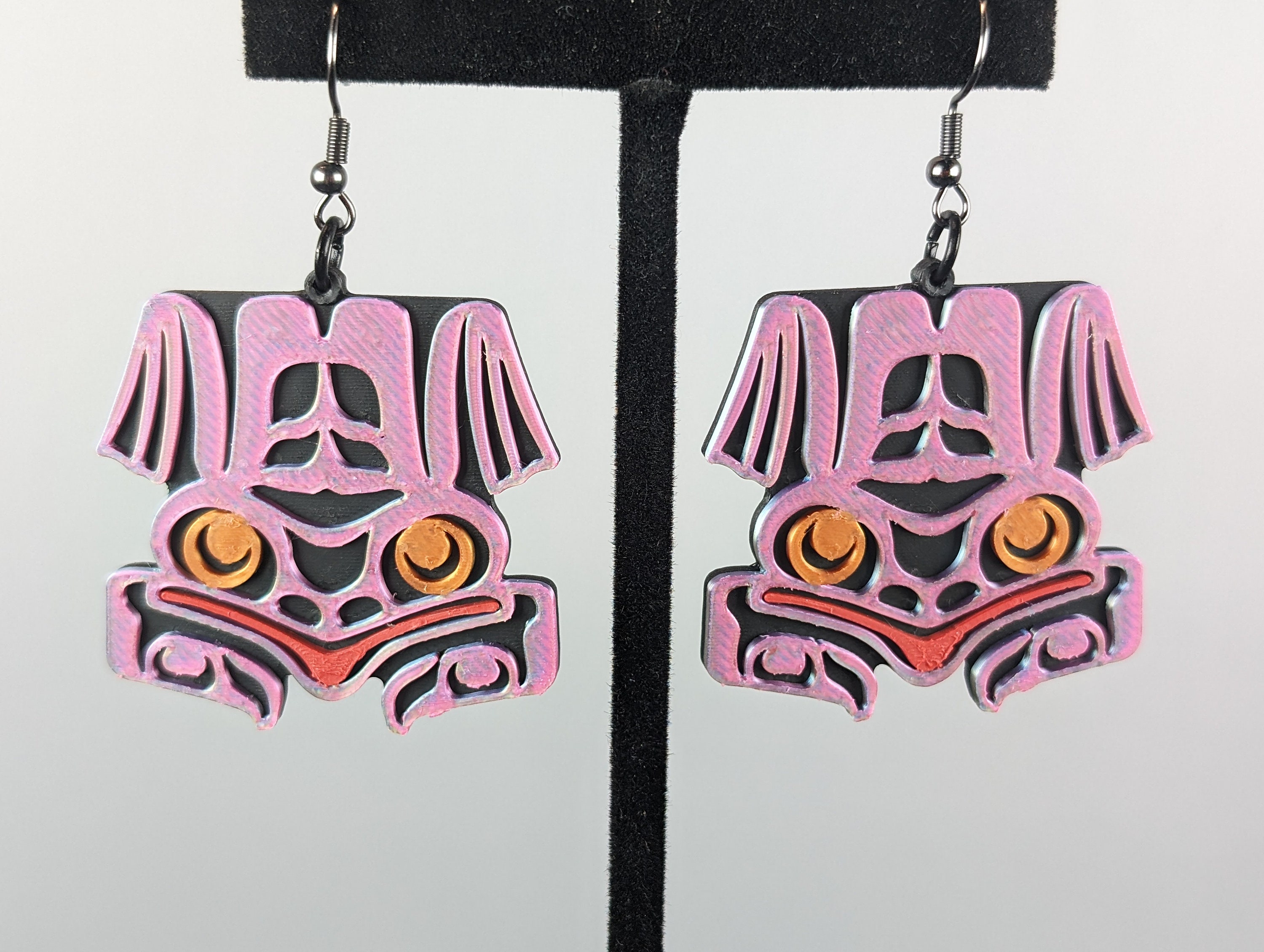 Frog Small Earrings, Pink, Gold or Green, Alaska Native Earrings ...