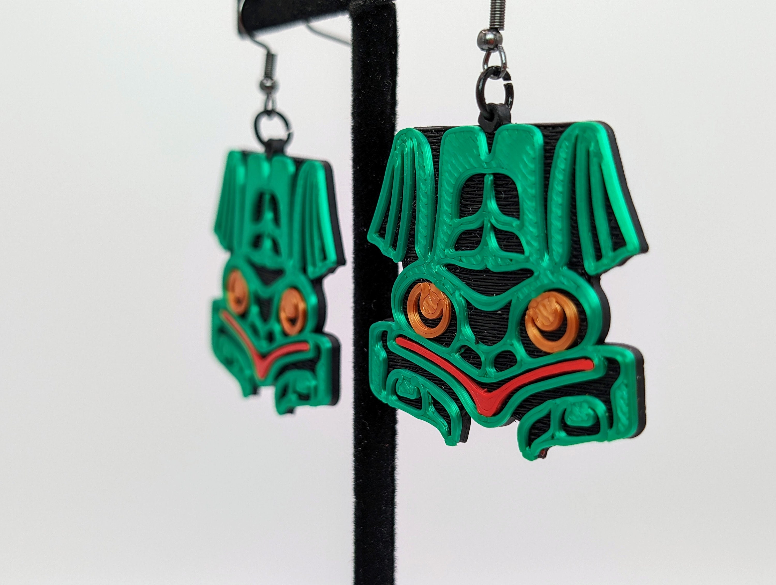 Frog Small Earrings, Pink, Gold or Green, Alaska Native Earrings ...