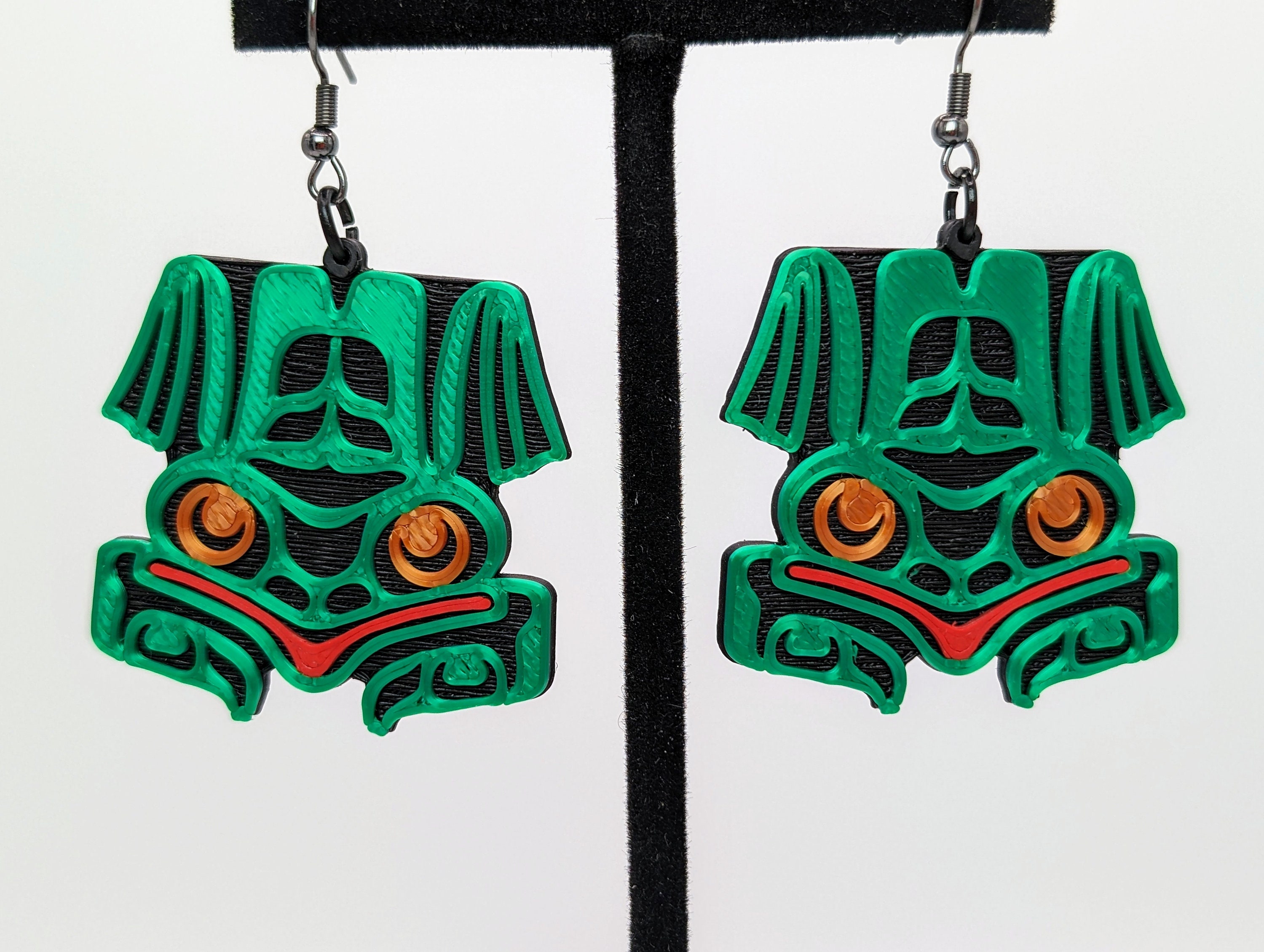 Frog Small Earrings, Pink, Gold or Green, Alaska Native Earrings ...