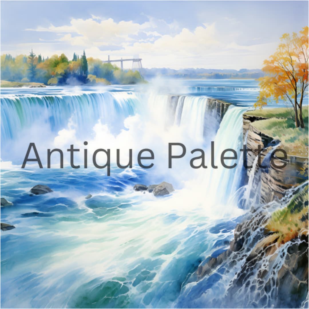 Niagara Falls Watercolor Digital Art Print Waterfall Wall Décor Instant ...