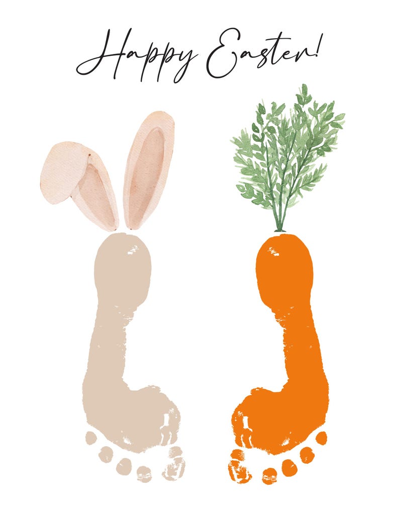 Easter Footprint Craft Printable | Bunny Footprint Art Keepsake PDF - Etsy