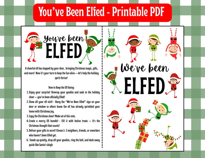 You've Been Elfed Printable Kit for Christmas Gift Game With Signs and ...
