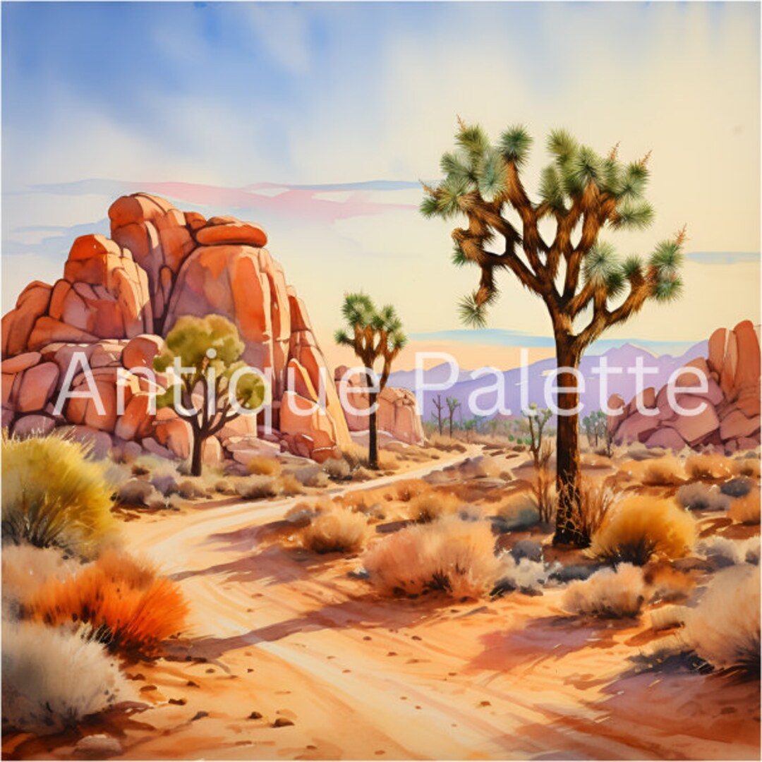 Joshua Tree Watercolor Digital Art Print California Wall Decor Instant ...