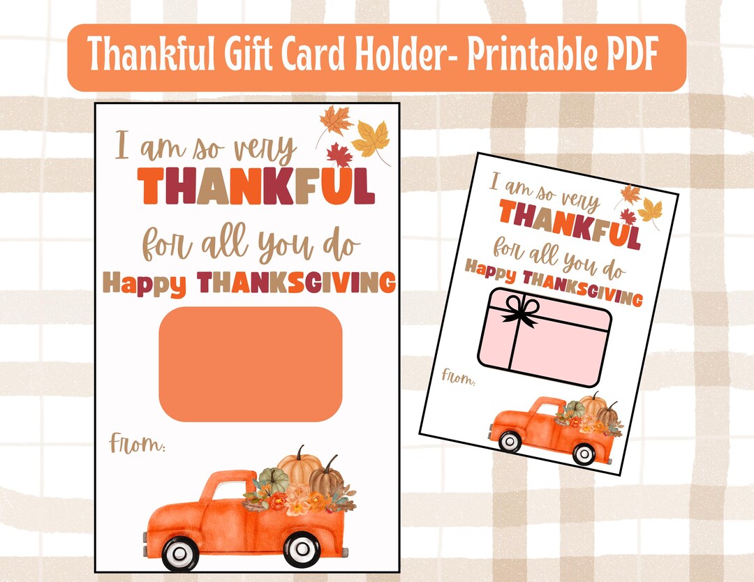 Thanksgiving Gift Card Holder | Printable Thank You Card (PDF) - Etsy