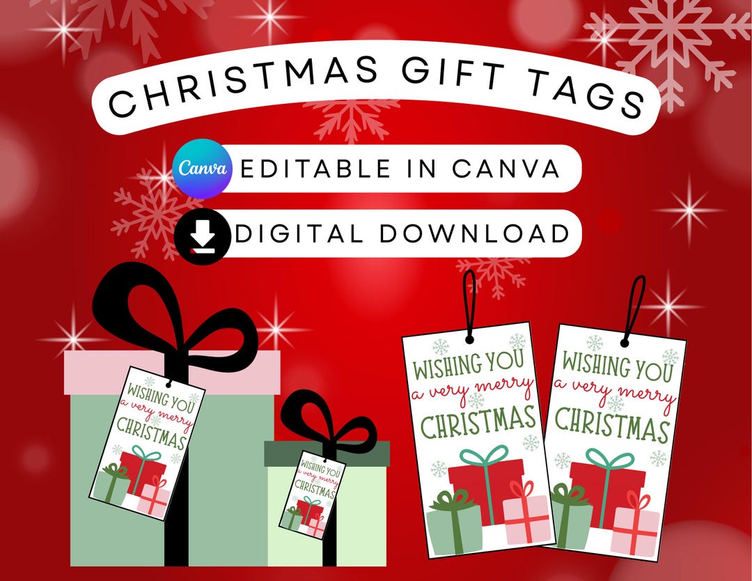 Editable Christmas Gift Tags | Canva Printable Tags - Etsy