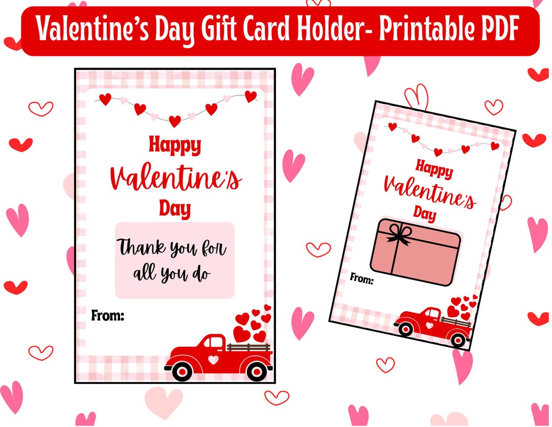 Valentine Printable Gift Card Holder | Instant Download Valentine Card ...
