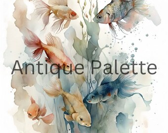 Digital Print Pastel Fish Design - Etsy