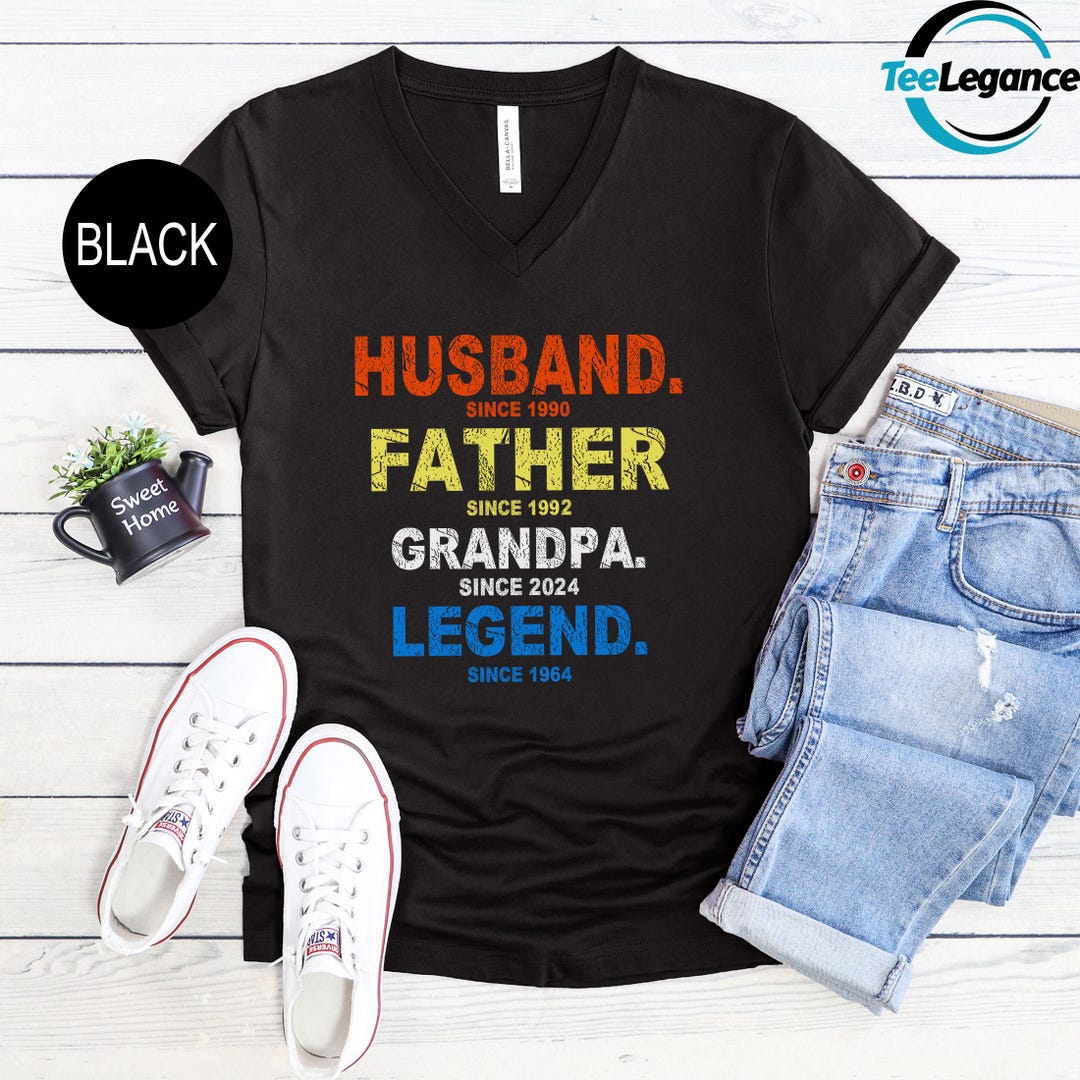 Grandfather V-neck, Husband Father Grandpa Legend V-neck, Funny Dad ...