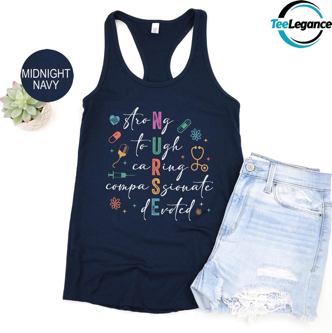 Strong Compassionate Caring Nurse Tank Top, Registered Nurse Tank Top ...