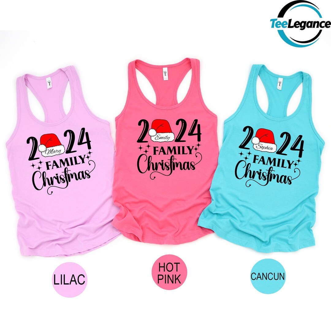 Personalized Name 2024 Christmas Family Matching Tank Top, Family ...