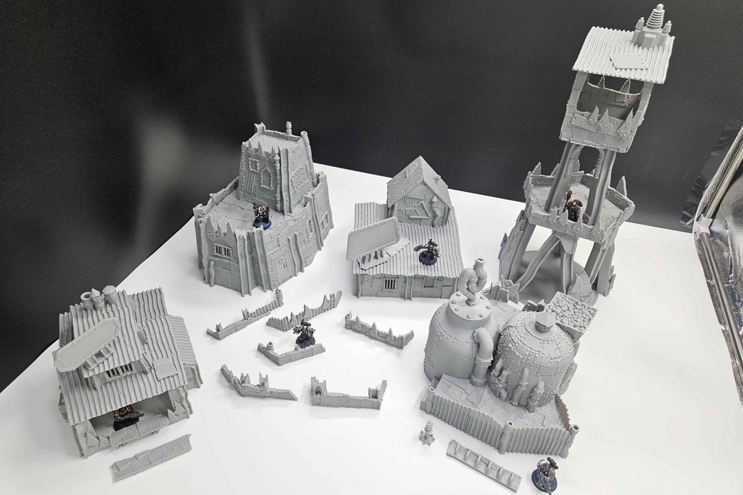 Ork City Terrain Set With Barricades - Stronghold Green Skin Outpost ...
