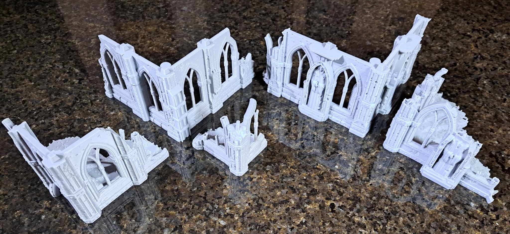 X4 Gothic Building Ruins Building Set A and Complete Building B ...