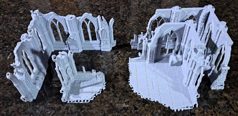 X4 Gothic Building Ruins Building Set A and Complete Building B ...
