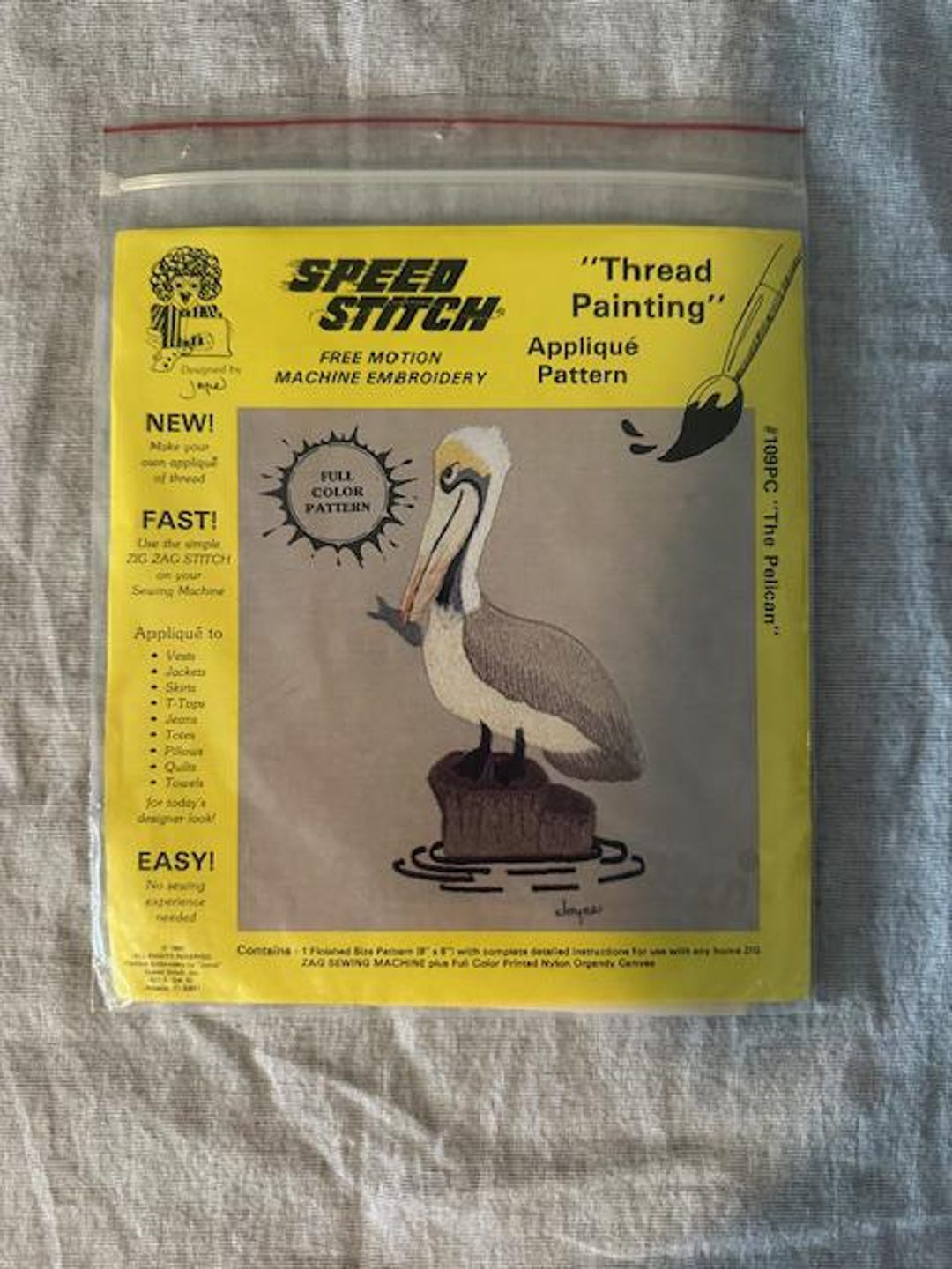 Speed Stitch the Pelican Thread Painting Appliqué Pattern – Free Motion ...