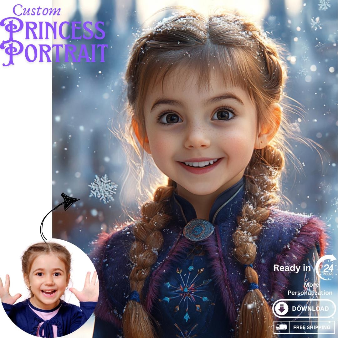 Custom Frozen Anna Portrait Gift Girls Personalized Frozen Anna Poster ...