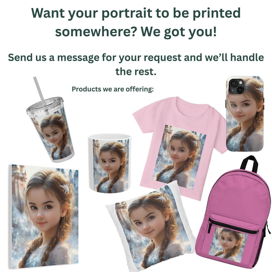 Custom Frozen Portrait Elsa Kids Personalized Photo Disney Princess ...