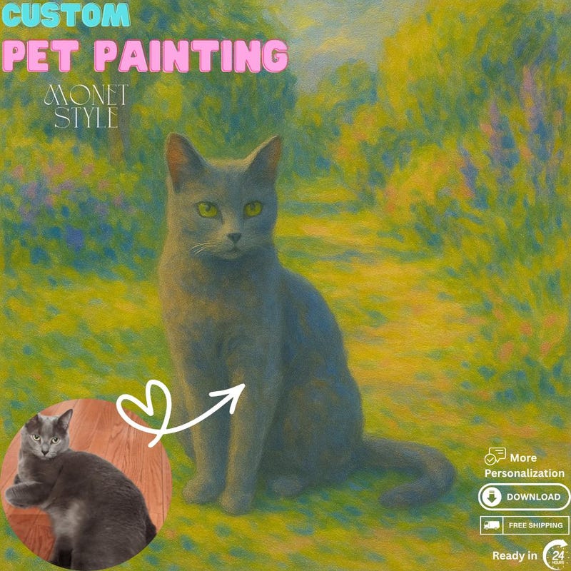 Monet Cat Painting Custom - Etsy