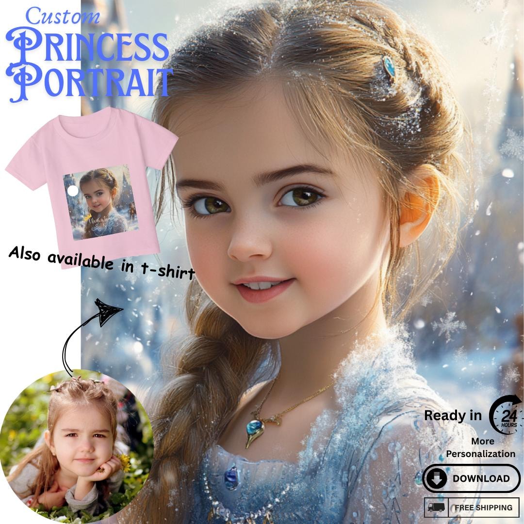 Custom Frozen Portrait Elsa Kids Personalized Photo Disney Princess ...
