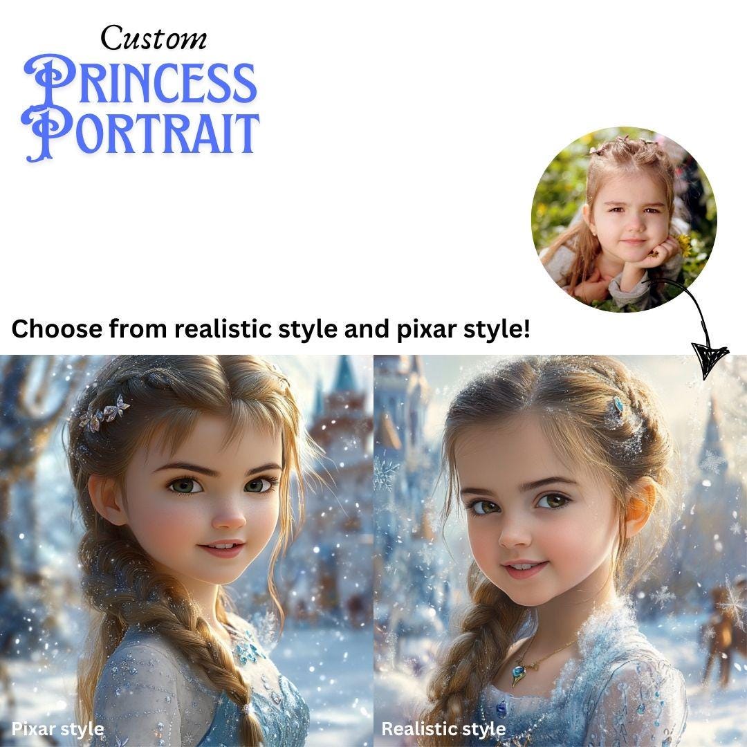 Custom Frozen Portrait Elsa Kids Personalized Photo Disney Princess ...
