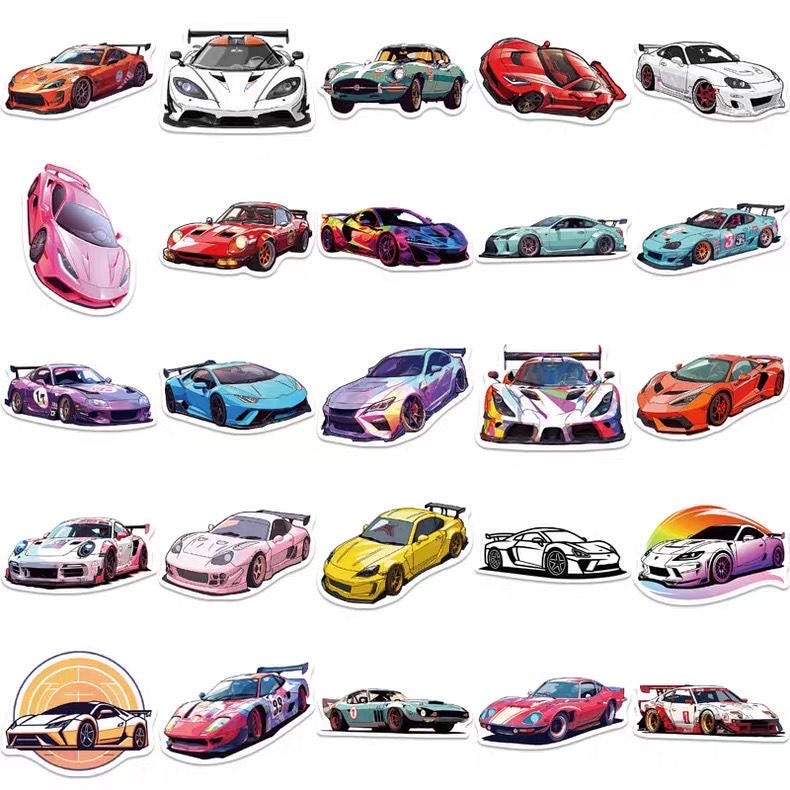 Race Car Sticker Pack for Laptop Phone Case Christmas Gift for Boy Cool ...