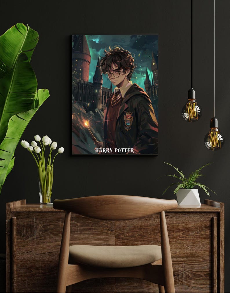 Harry Potter Wall Art Cartoon Style Printable Wizard School Framed ...