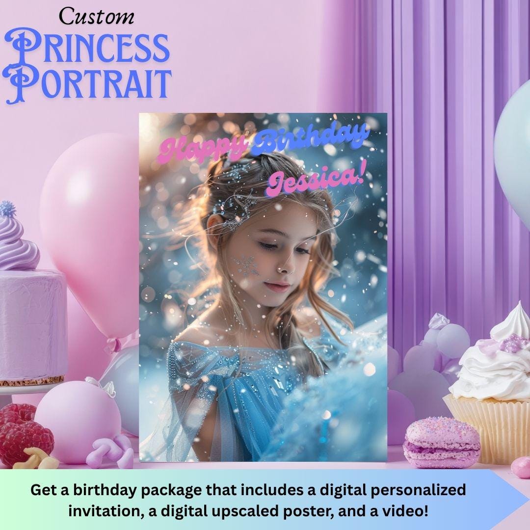 Custom Frozen Portrait Elsa Kids Personalized Photo Disney Princess ...