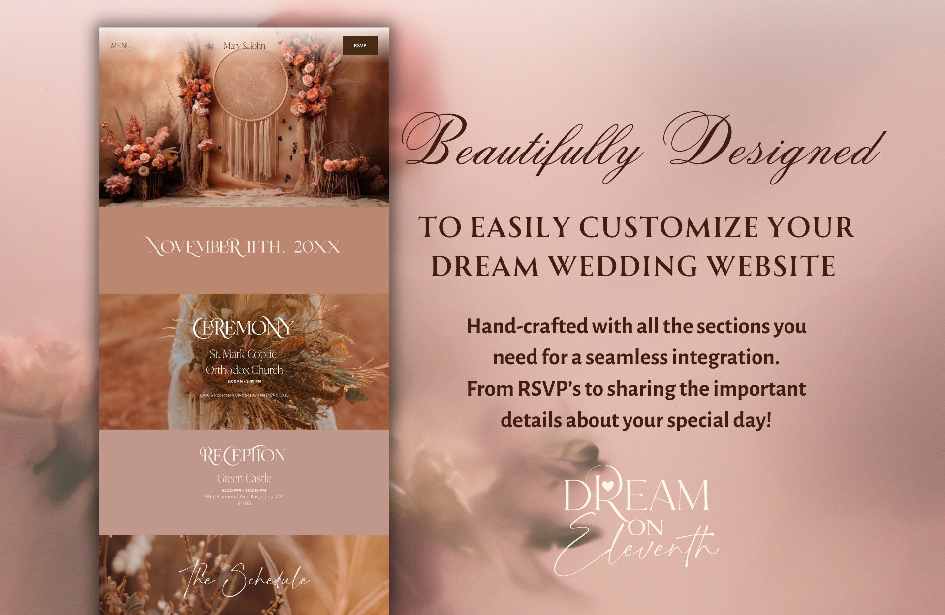 Squarespace Wedding Template, Boho Wedding Theme, Squarespace Wedding ...