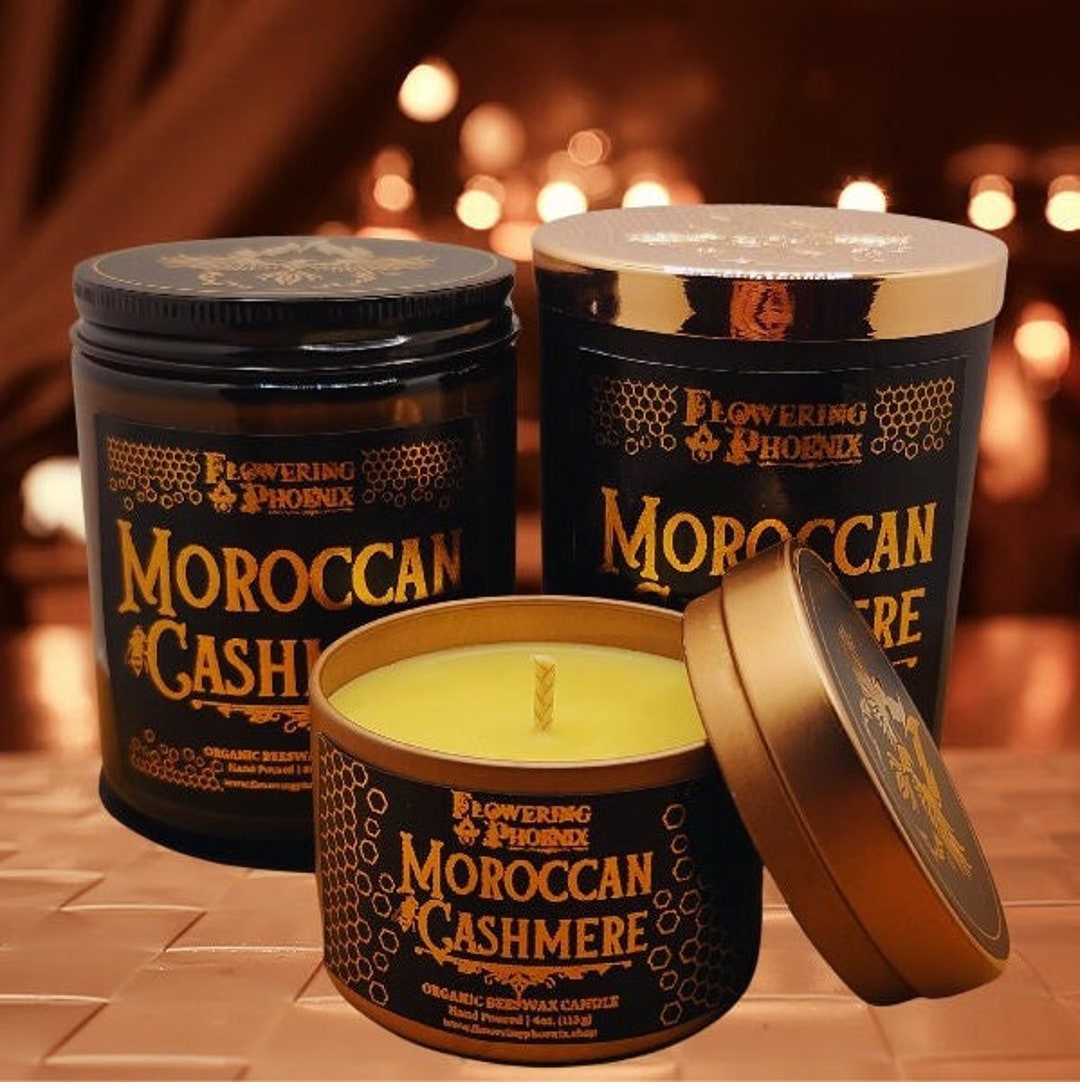 Moroccan Cashmere Scented Organic Beeswax Candle Elegant Luxury Vintage ...