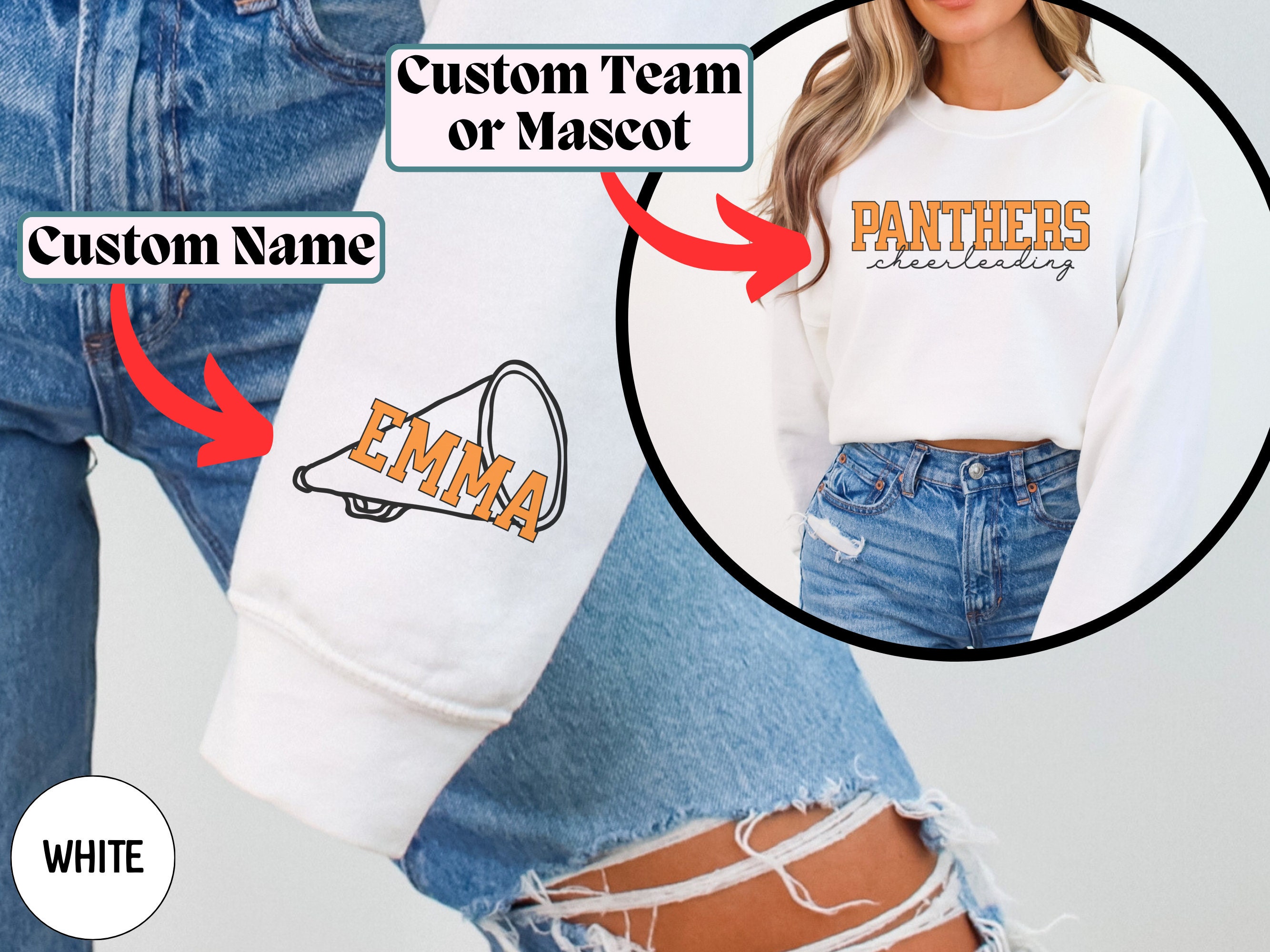 Custom Cheer Sweatshirt, Personalized Cheerleading Shirt, Gift for ...