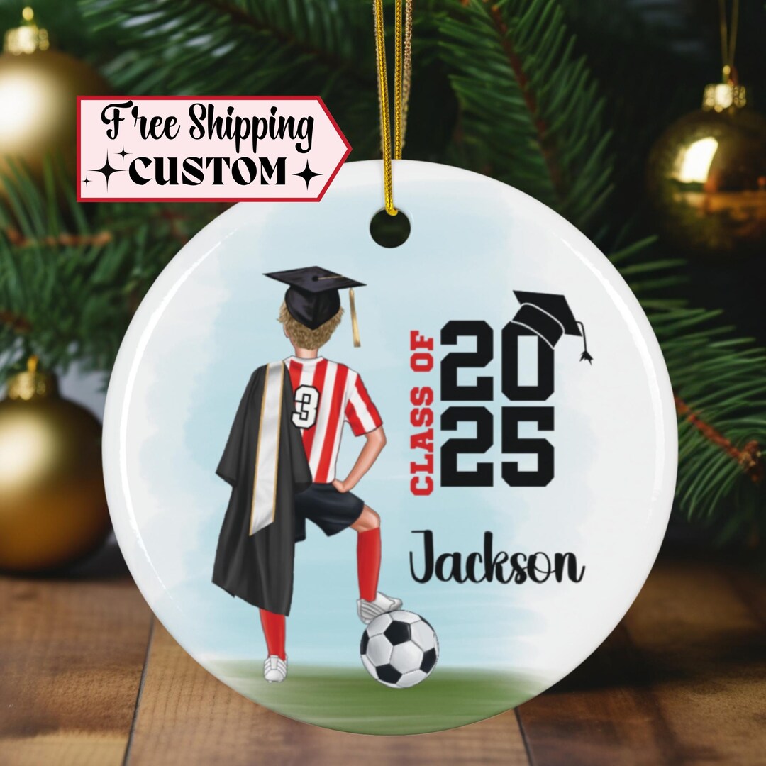 Custom Soccer Graduate Ornament, Soccer Player Graduation Gift ...