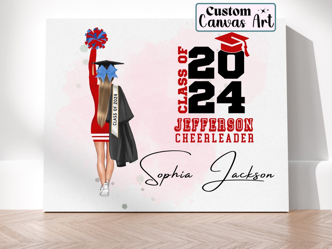 Custom Cheerleader Graduation Canvas Print, Cheer Team Grad Gift ...