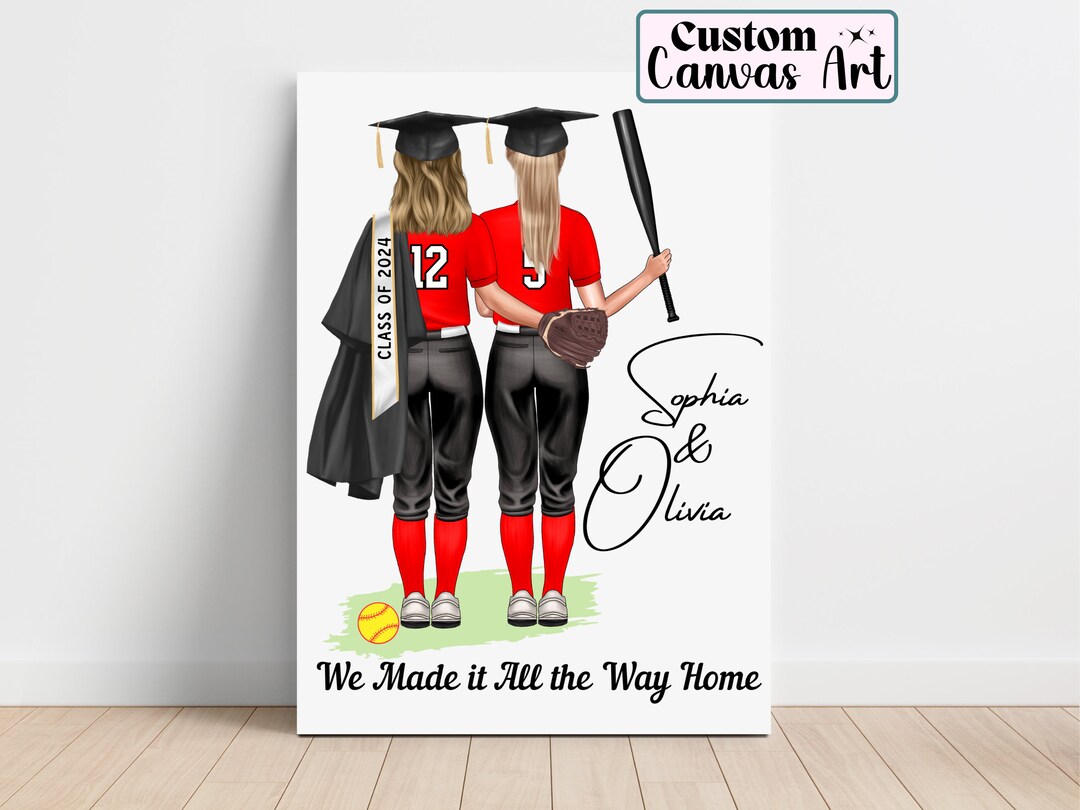 Softball Senior Best Friend Canvas Wall Art, Softball Senior Night ...