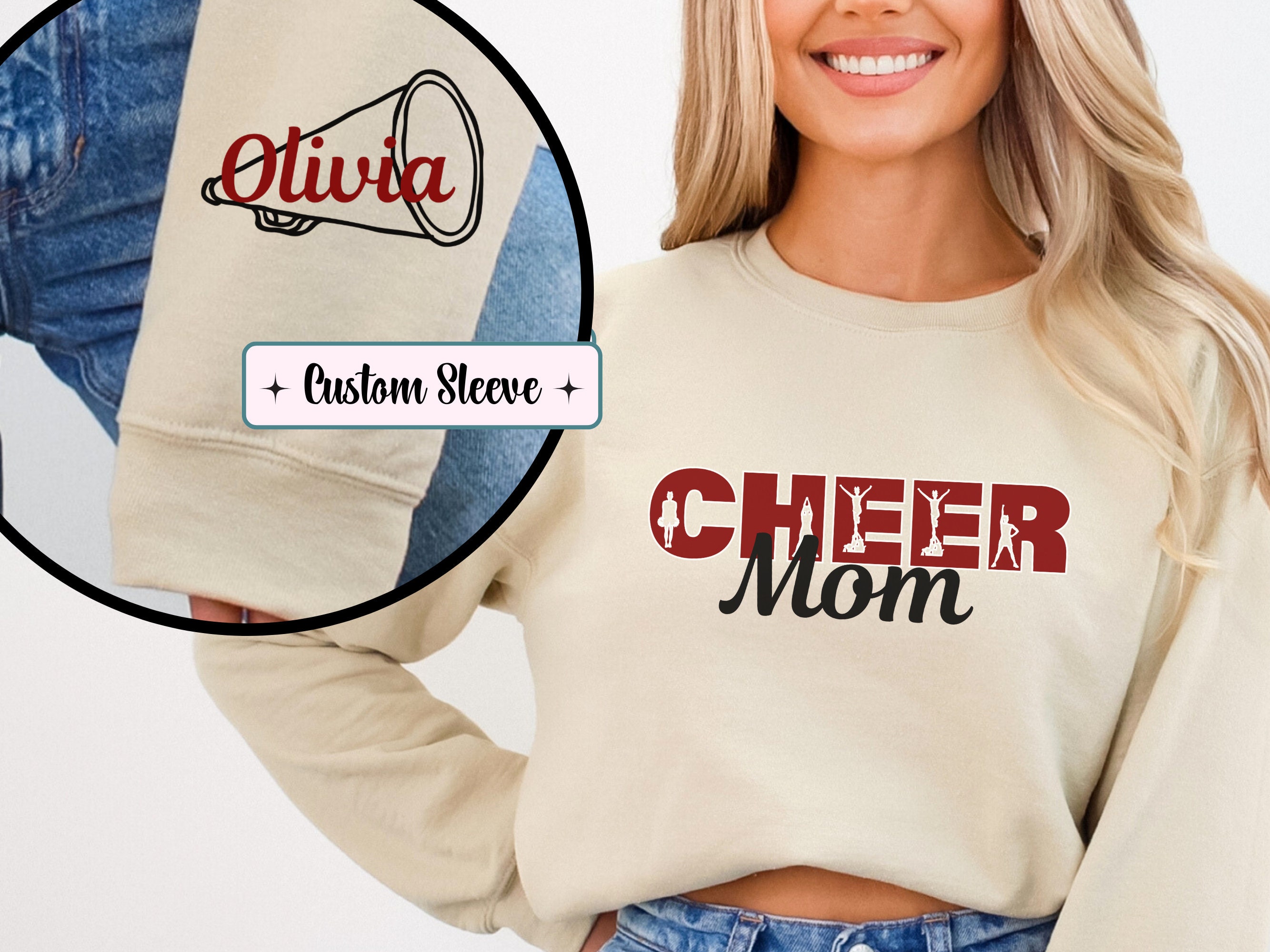 Personalized Cheer Mom Sweatshirt, Birthday Gift for Cheer Mom, Custom ...