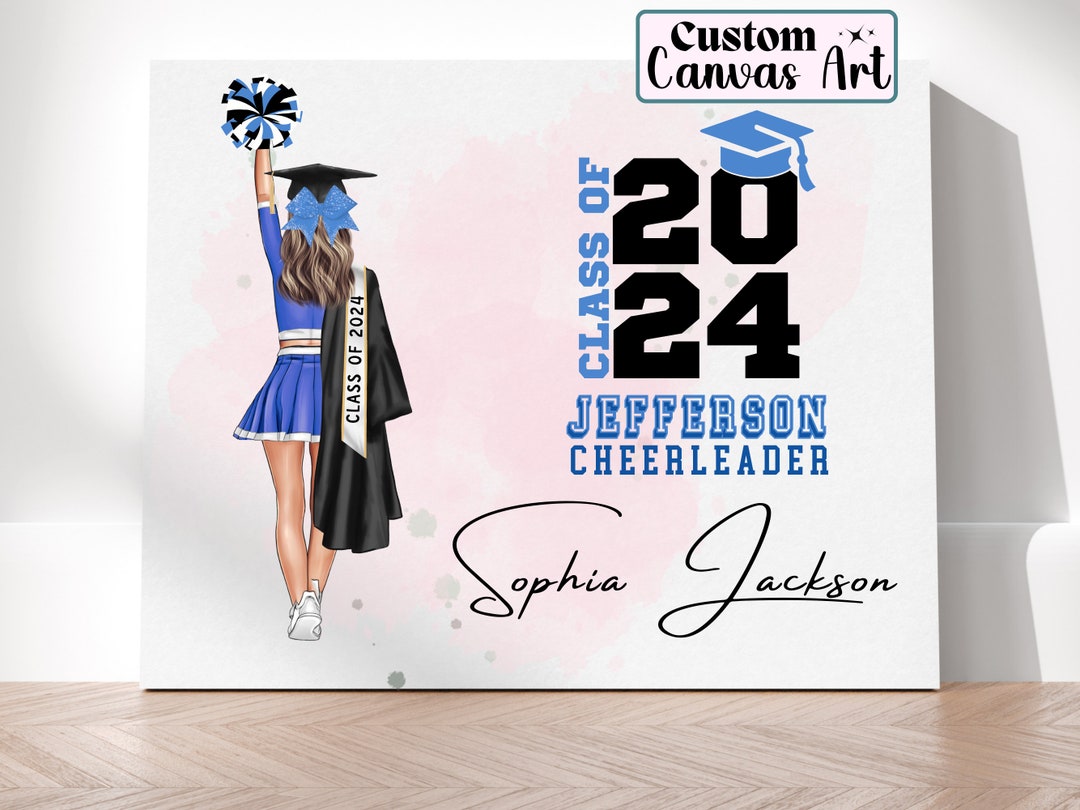 Custom Cheerleader Graduation Canvas Print, Cheer Team Grad Gift ...