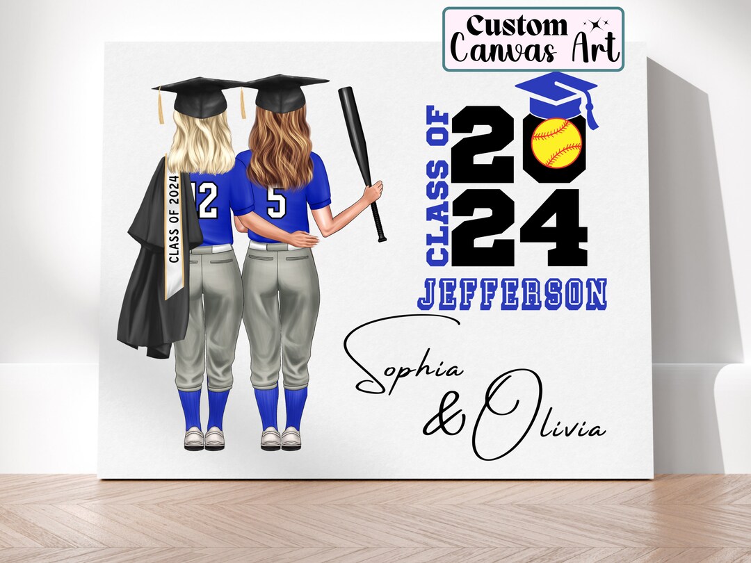 Softball Senior Best Friend Canvas Wall Art, Softball Senior Night ...