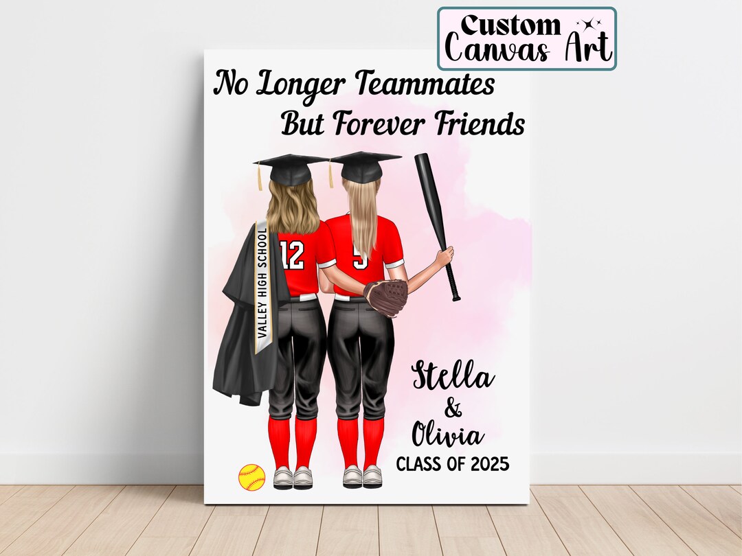 Softball Senior Best Friend Wall Art, Softball Grad Night Gift, School ...