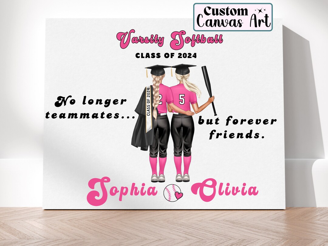 Softball Senior Best Friend Canvas Wall Art, Softball Senior Night ...