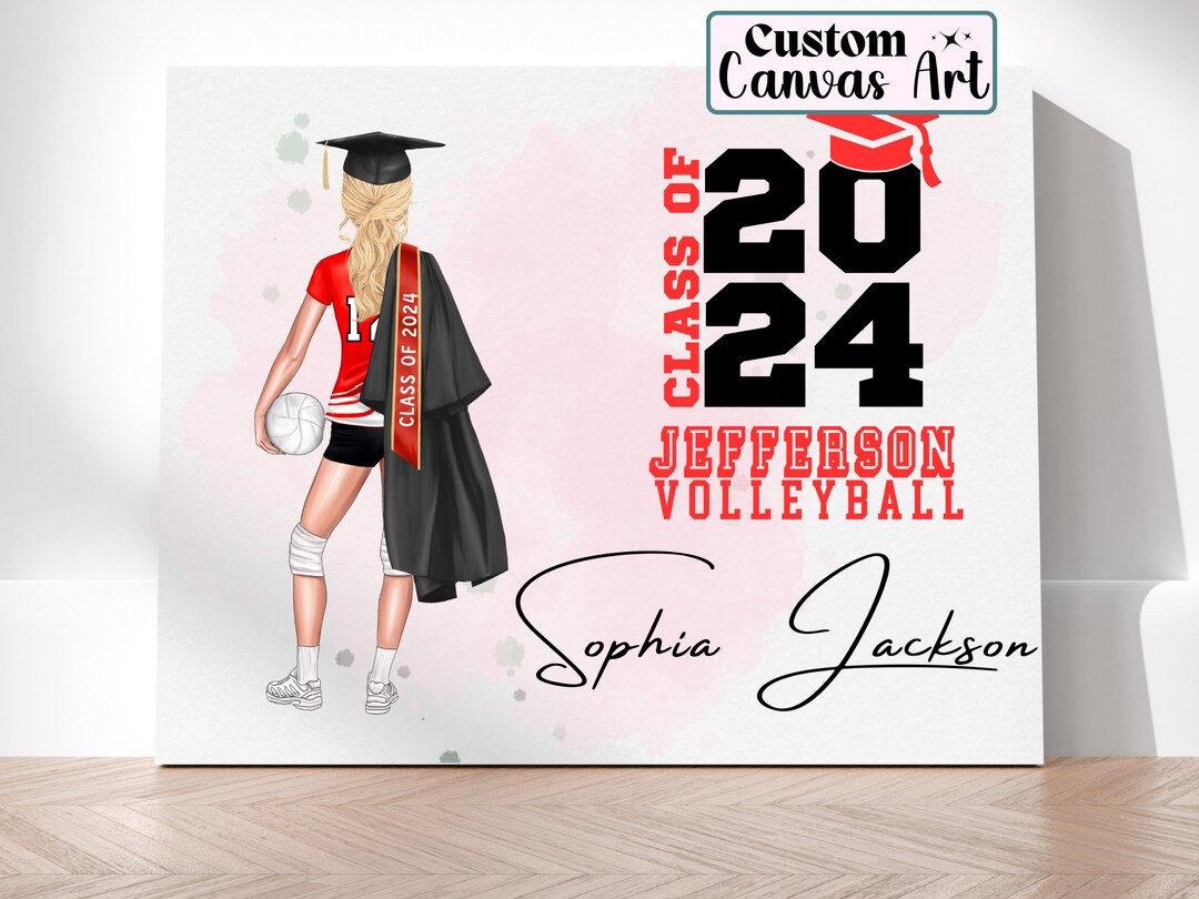 Custom Volleyball Graduation Canvas Print, Senior Class of 2026 ...
