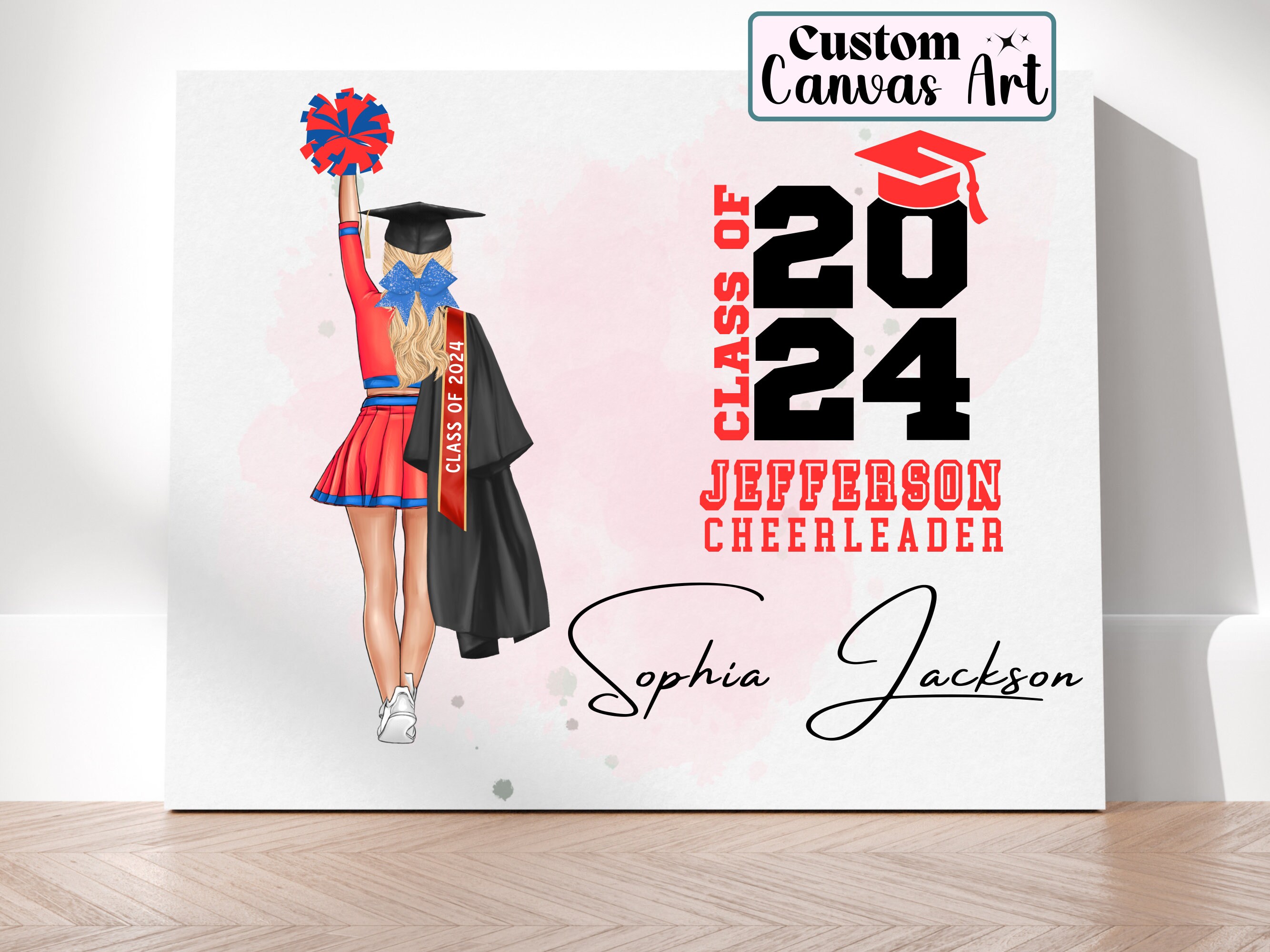 Custom Cheerleader Graduation Canvas Print, Cheer Team Grad Gift ...