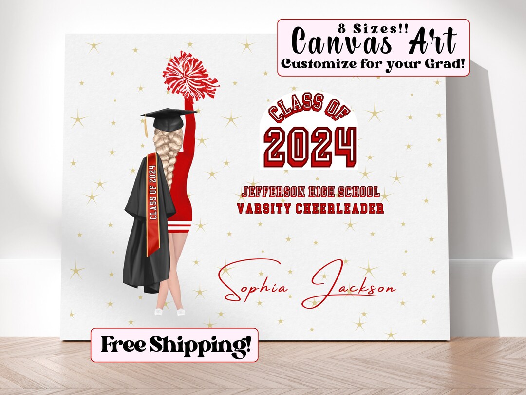 Custom Cheerleader Graduation Canvas Print Cheer Team Grad - Etsy