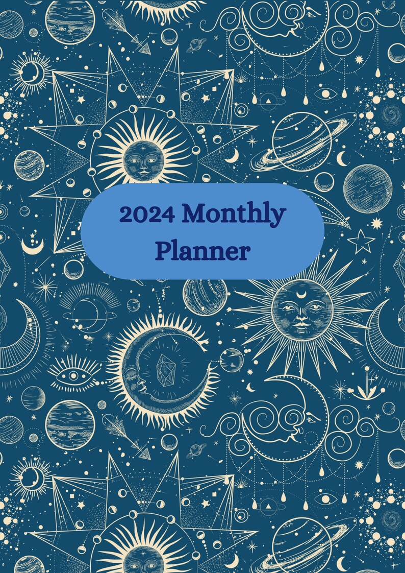 PURPLE THEME 2024 Digital Monthly Planner W/sun & Moon - Etsy