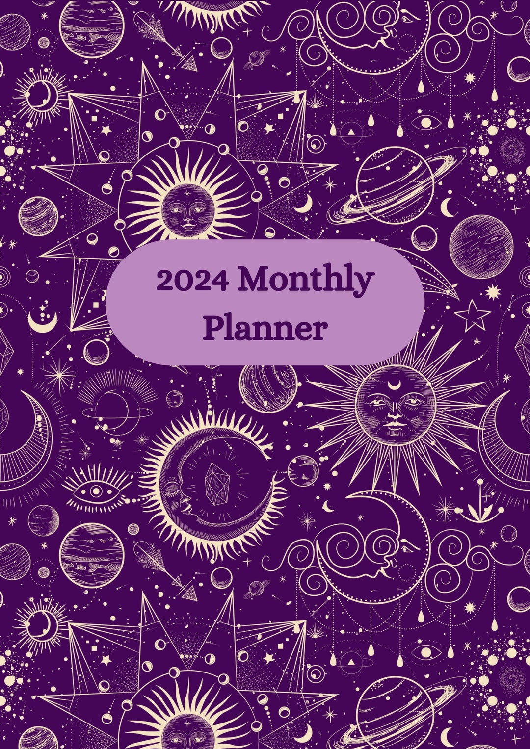 PURPLE THEME 2024 Digital Monthly Planner W/sun & Moon - Etsy