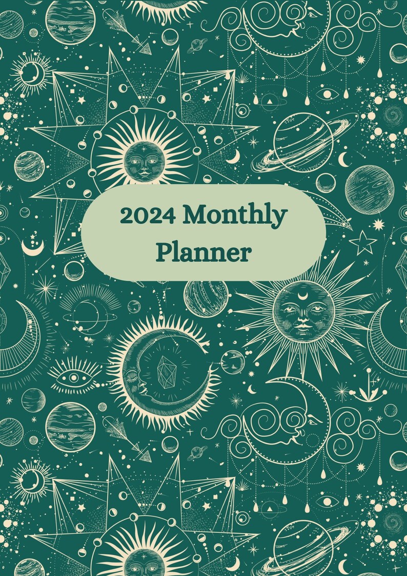 PURPLE THEME 2024 Digital Monthly Planner W/sun & Moon - Etsy