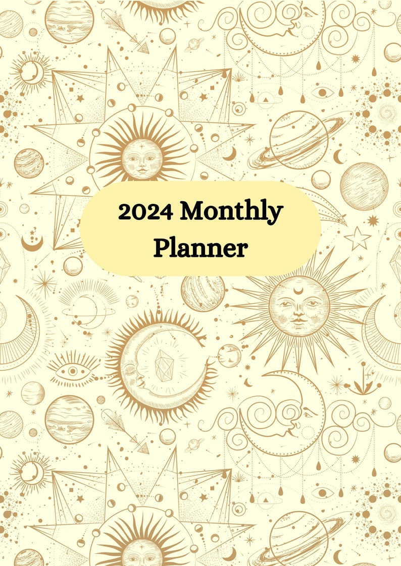 PURPLE THEME 2024 Digital Monthly Planner W/sun & Moon - Etsy